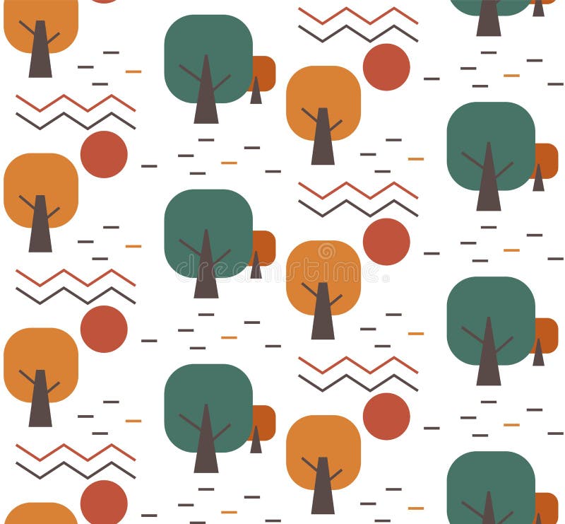 Seamless Vector Pattern Made of Cartoon Trees Stock Vector ...