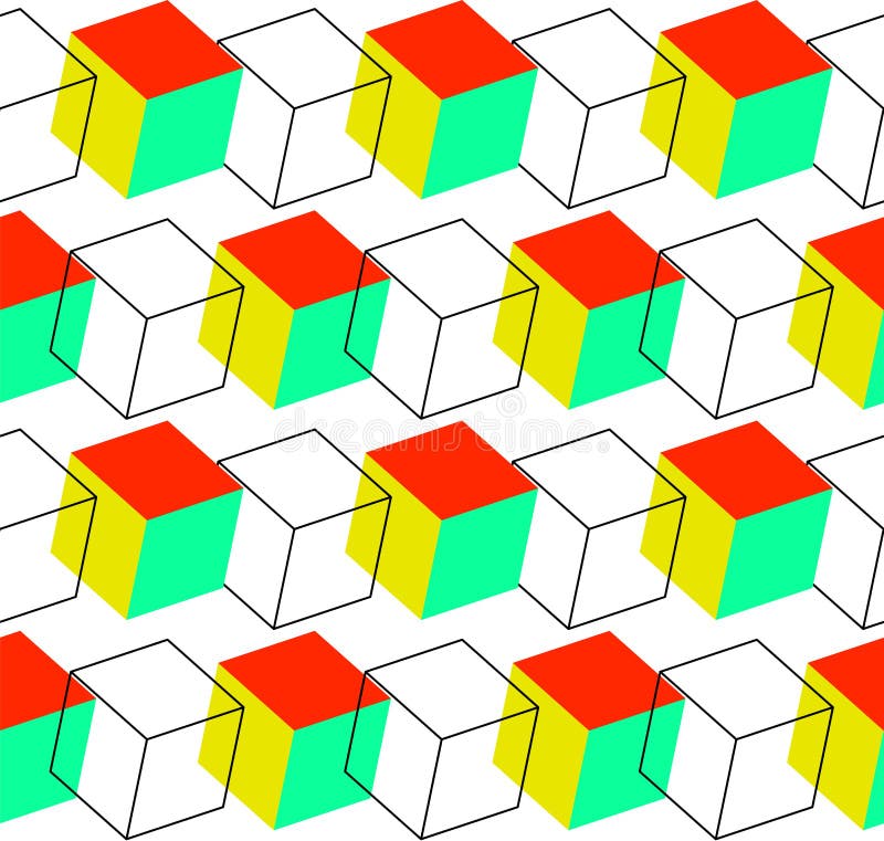 Vector Cubes, Optical Illusion, Seamless Mosaic, Punchy Forms and ...