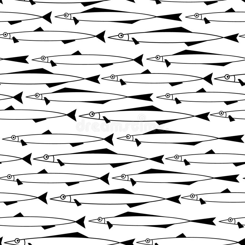 Seamless Vector Pattern Made of Regularly Arranged Simple Fish Stock ...