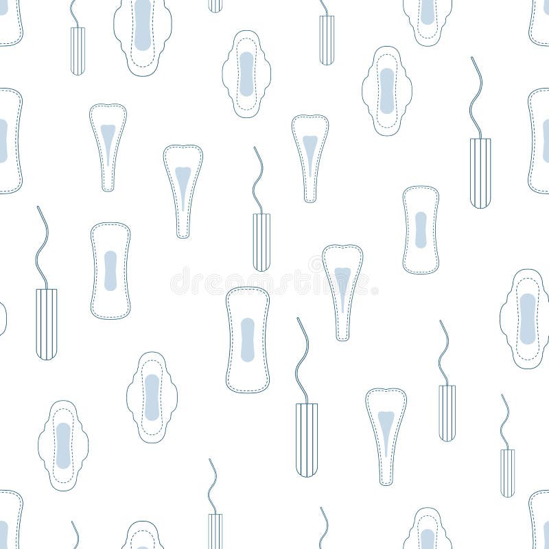 Seamless Vector Pattern with Menstruation Sanitary Pads and Cotton ...