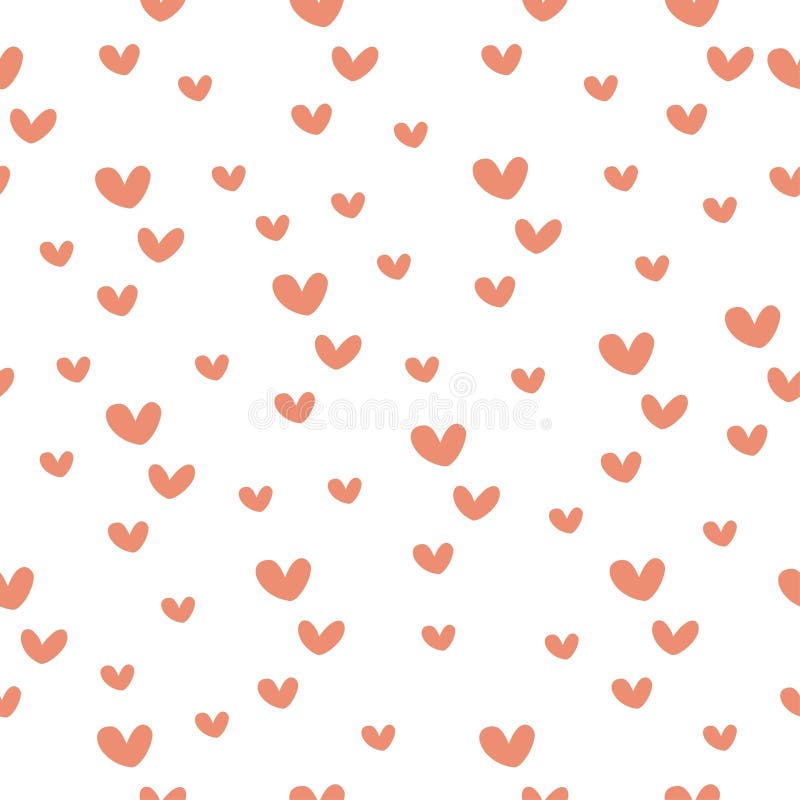 Seamless Vector Pattern in Minimalistic Style. Cute Hearts on White ...