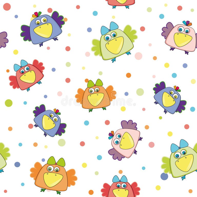 Seamless Vector Pattern with Multi-colored Birds Stock Vector ...