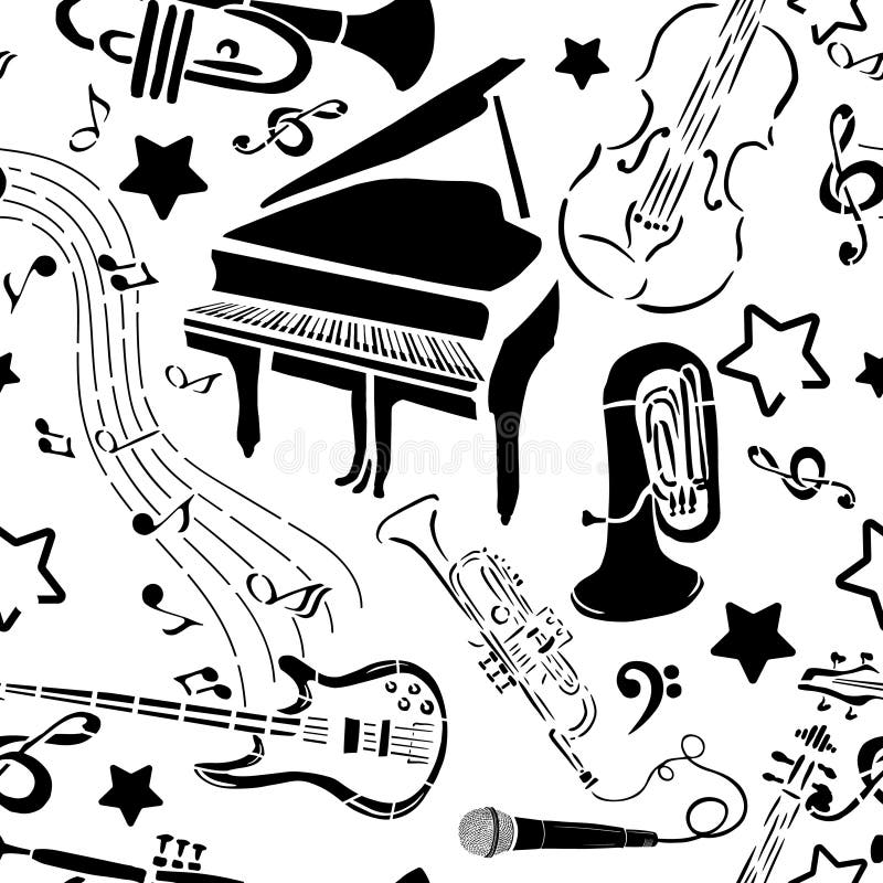 Seamless Pattern Music and Notes. Vector Illustration Stock Vector ...