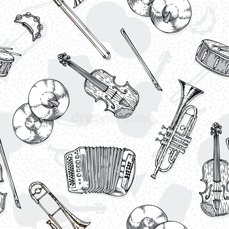 Seamless Vector Pattern with Musical Instruments Stock Vector ...
