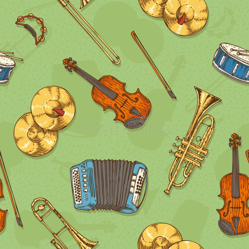 Seamless Vector Pattern with Musical Instruments Stock Illustration ...