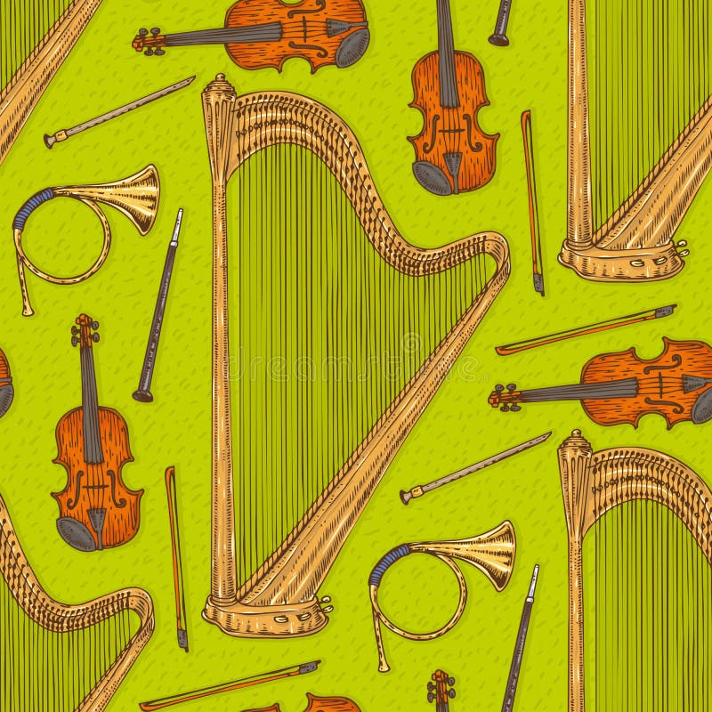 Seamless Vector Pattern with Musical Instruments Stock Vector ...