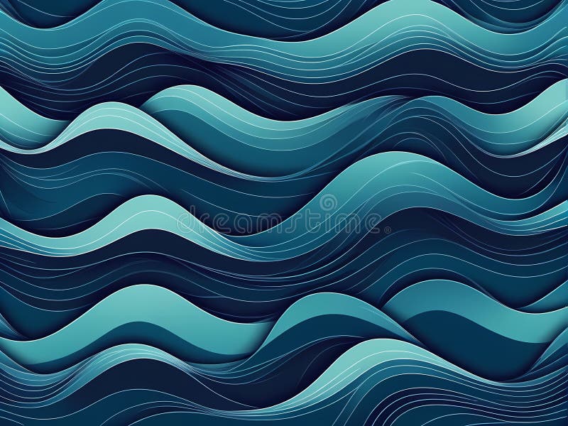 A Seamless Vector Pattern of Ocean Waves, in Wavy Stripes, Dynamic ...