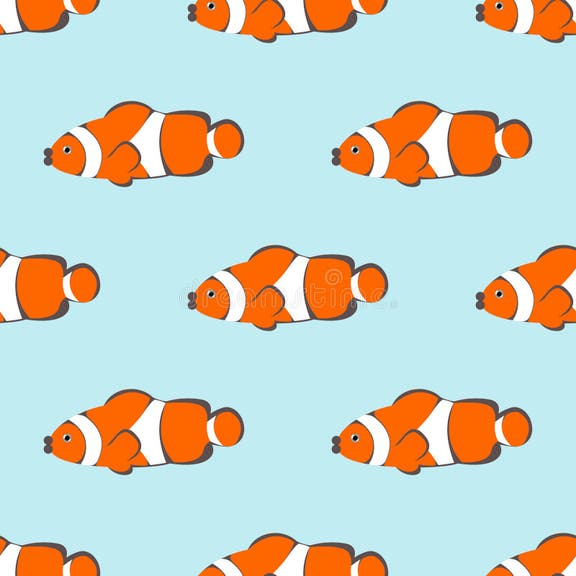 Seamless Vector Pattern with Orange Fishes on the Blue Background Stock ...