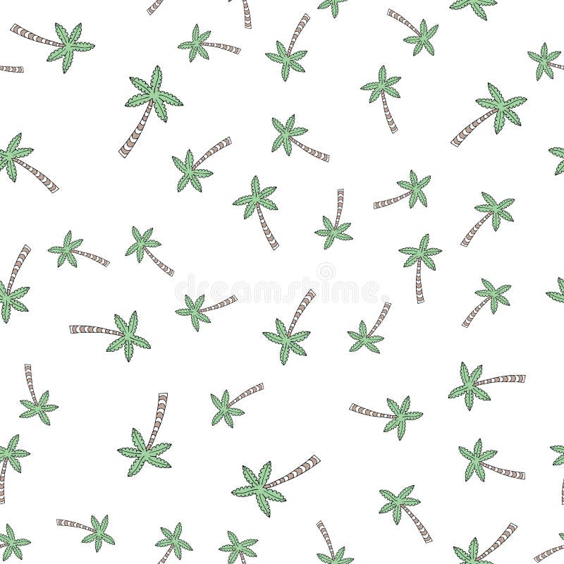 Seamless Vector Pattern with Palm Tree on White Background Stock Vector ...