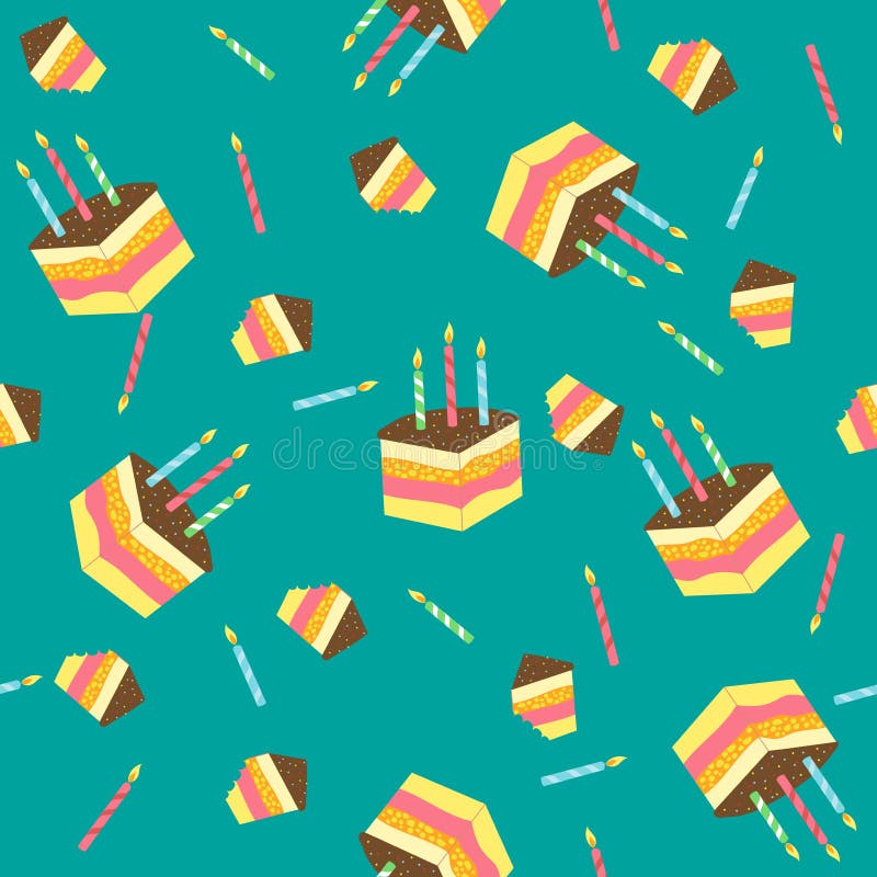 Seamless Vector Pattern with Pieces of Cake. Stock Vector ...