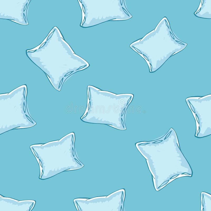Seamless Vector Pattern of a Pillow on a Blue Background Stock Vector ...