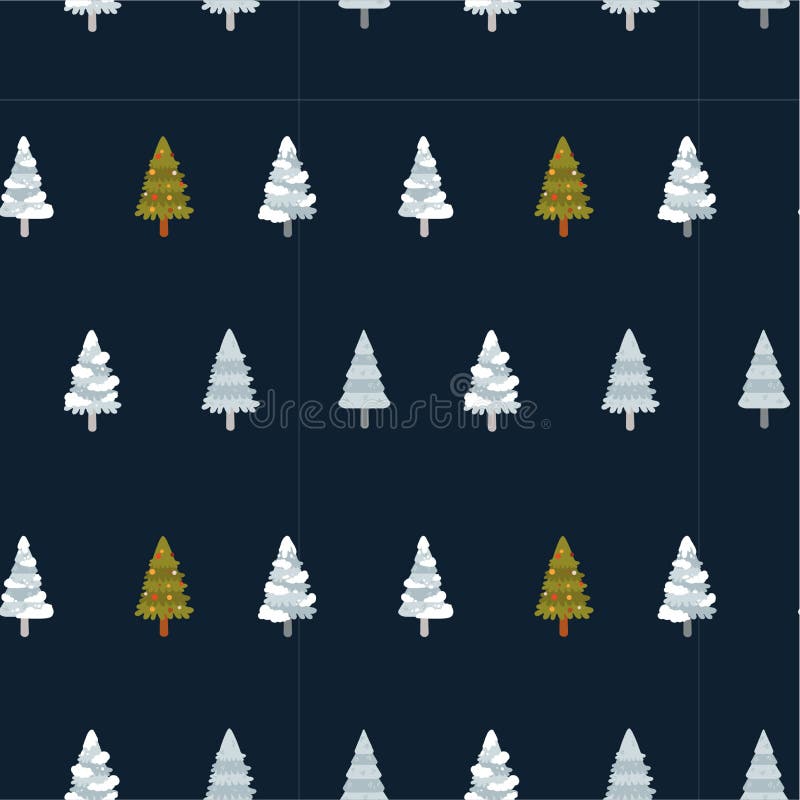 Seamless Vector Pattern with Pine Trees. Christmas Wrapping Paper Stock ...