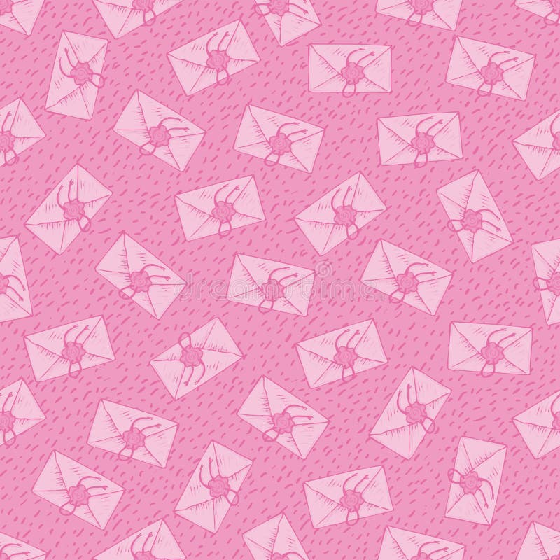 Seamless Vector Pattern with Pink Envelopes Stock Illustration ...