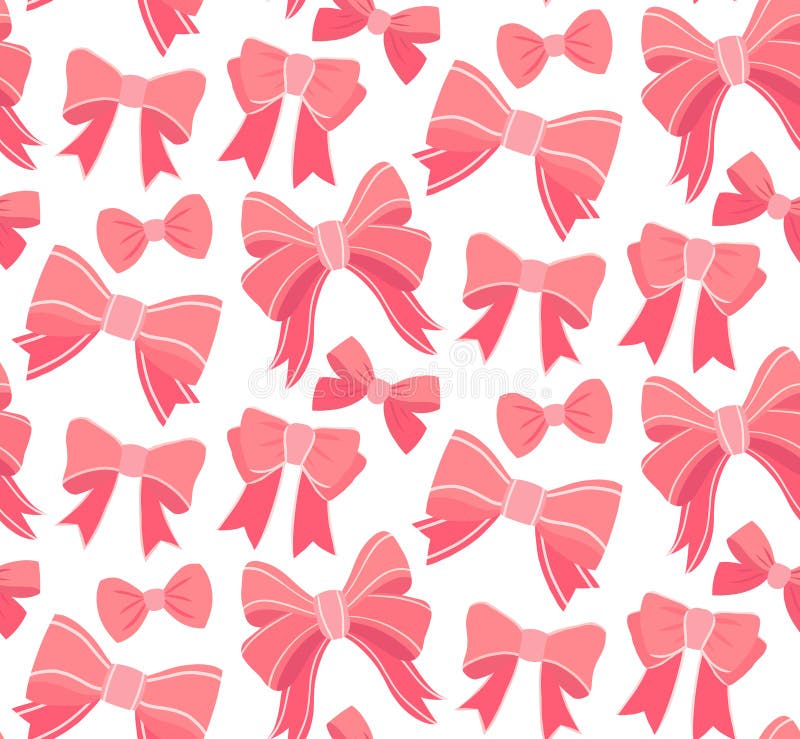 Seamless Vector Pattern with Pink Ribbons in a Flat Style on White ...
