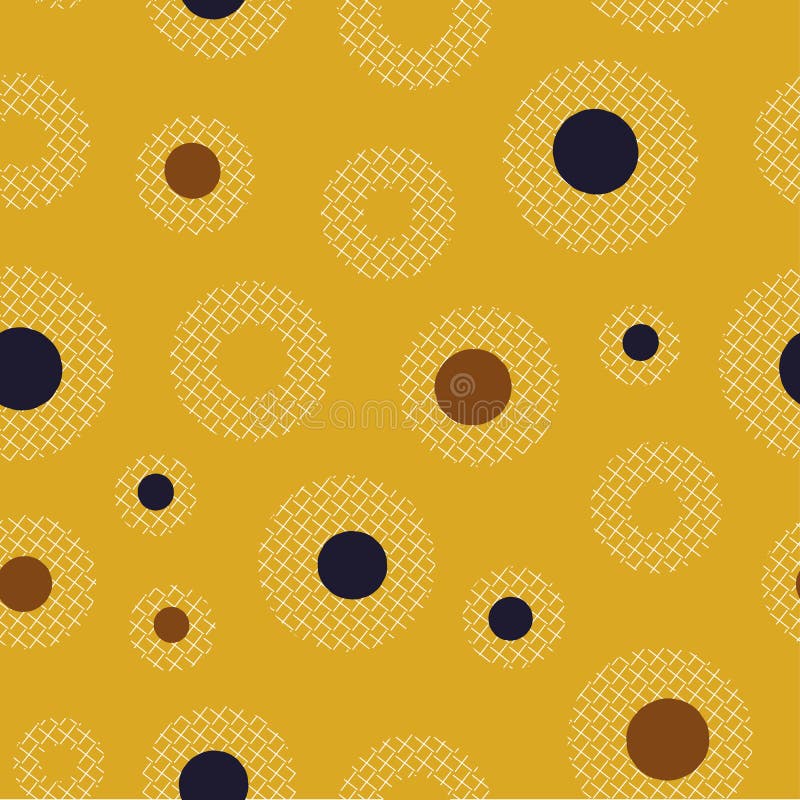 Seamless Vector Pattern with Polka Dots on Mustard Yellow Background ...