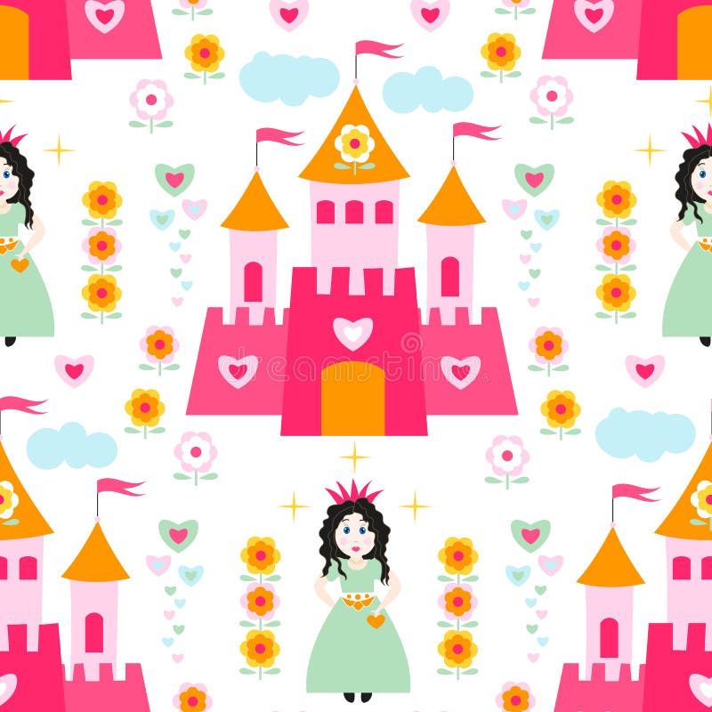 Seamless Vector Pattern with Princess Stock Vector - Illustration of ...