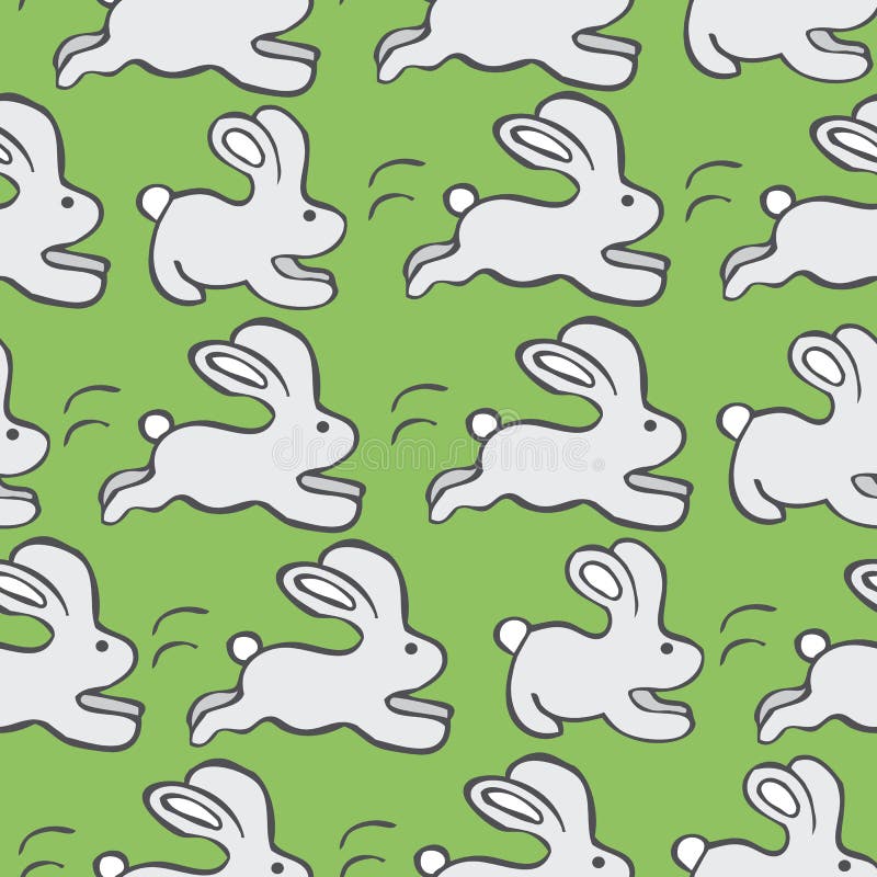 Seamless Vector Pattern with Rabbits on a Green Background Stock ...