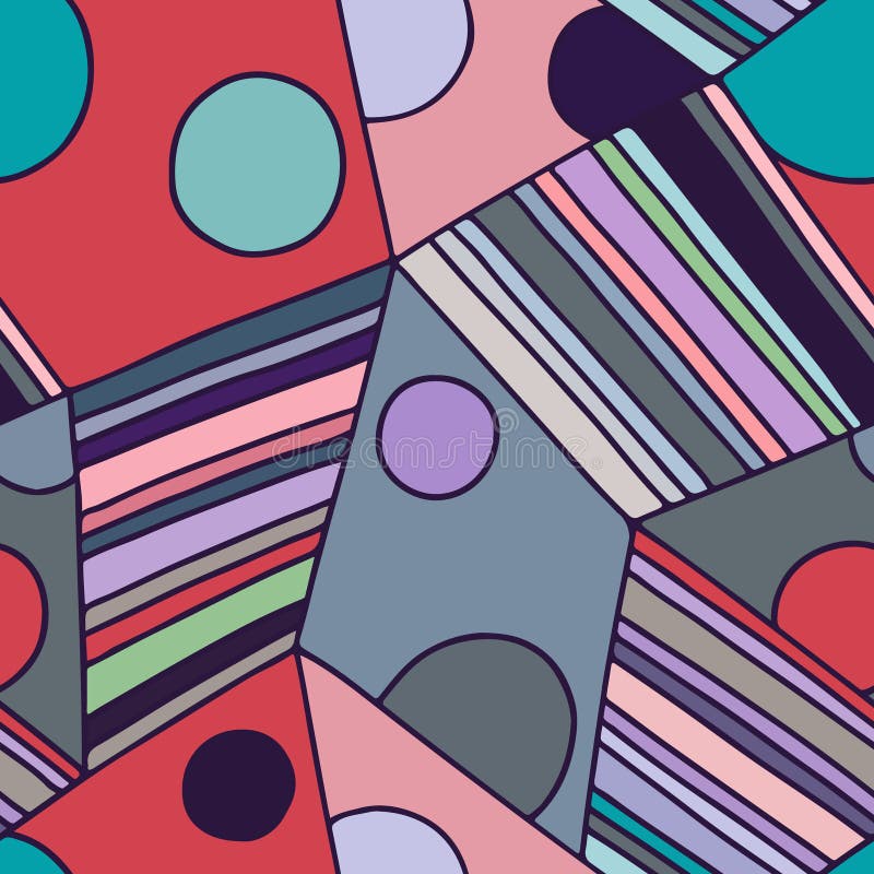 Seamless Vector Pattern, Red Lined Asymmetric Geometric Background with ...