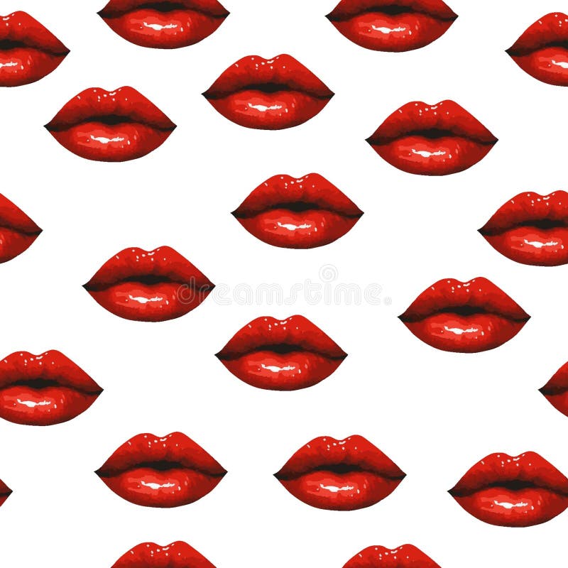Seamless Vector Pattern with Red Lipstick Lips Stock Vector ...