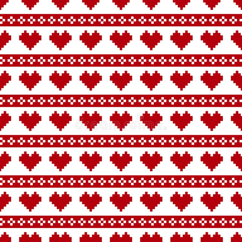 Seamless Vector Pattern Red Pixel Hearts with Patterns Stock Vector ...