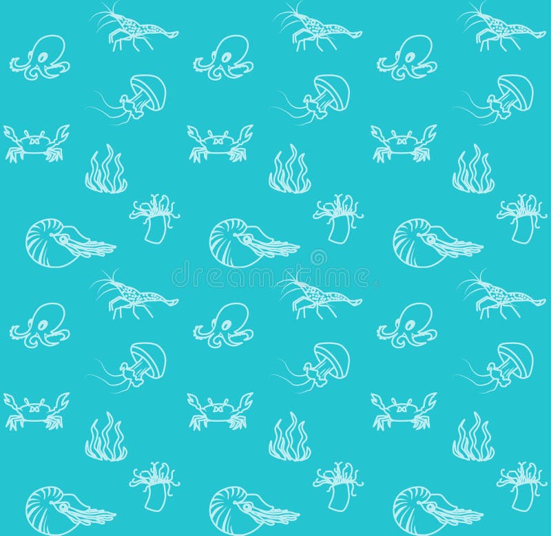 Seamless Vector Pattern with Sea Creatures Stock Vector - Illustration ...