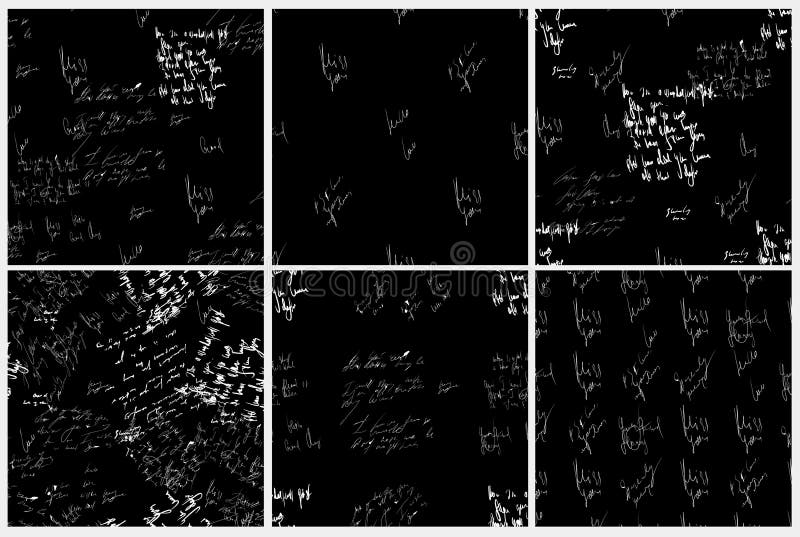 Seamless Vector Pattern Set. White Text on a Black Background Stock ...