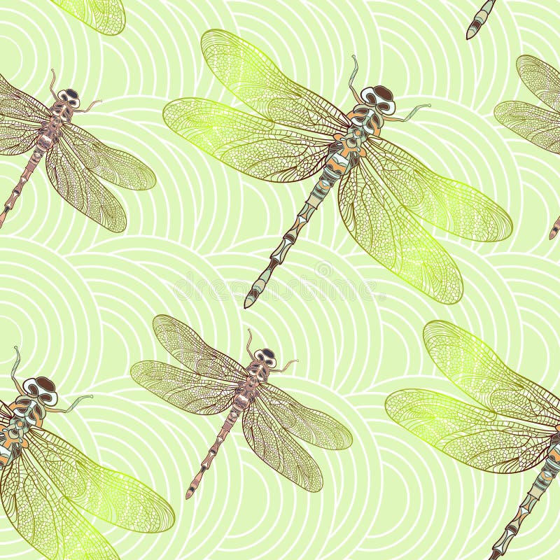 Seamless dragonfly pattern stock vector. Illustration of ornament - 8223987
