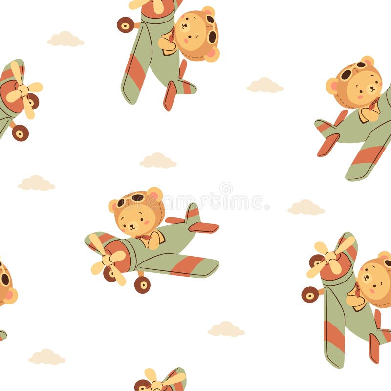 Seamless Vector Pattern in a Simple Childish Style. Cute Bear Cub ...