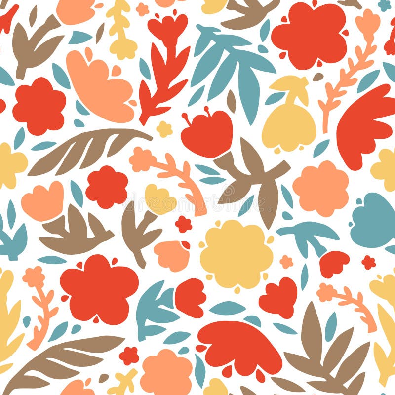 Seamless Vector Pattern of Simplified Flowers Stock Vector ...