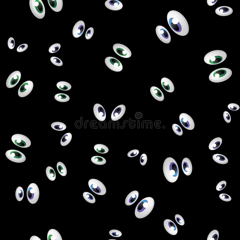 Spooky Monster Eyes In The Dark Halloween Seamless Vector Pattern Stock ...