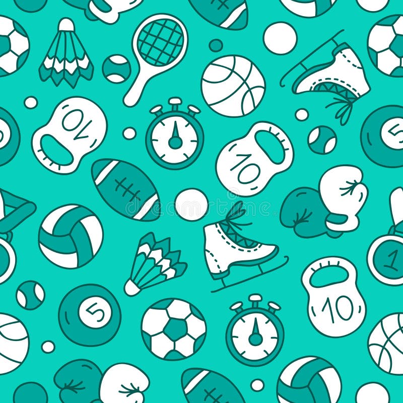 Seamless Vector Pattern of Sports Icons Stock Vector - Illustration of ...