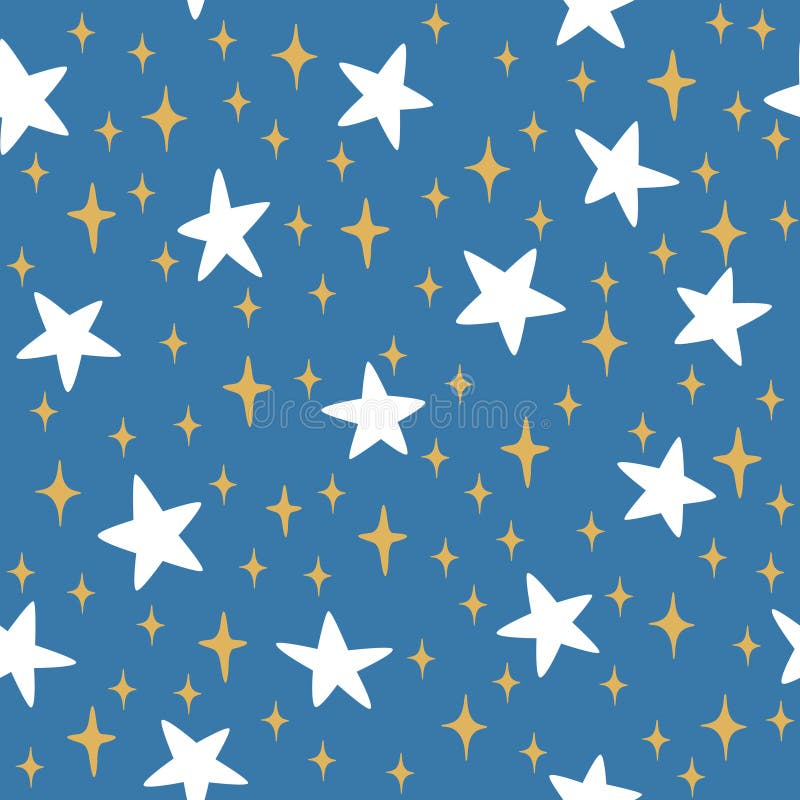 Seamless Vector Pattern with Stars. Hand Drawing Starry Background ...