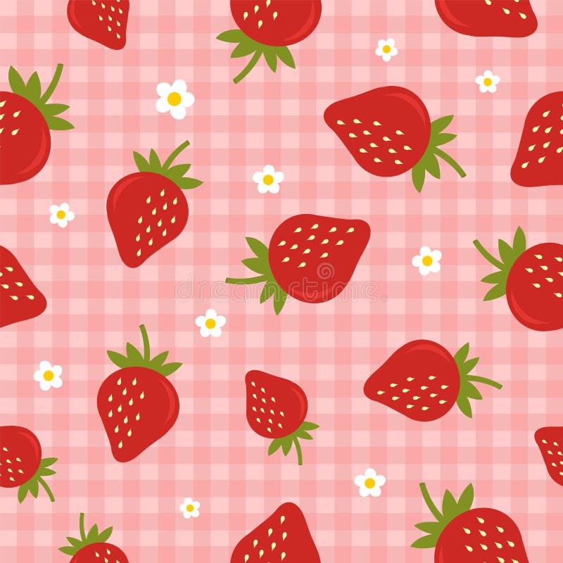 Strawberry & Flower Seamless Pattern. Repeatable Background. Isolated ...