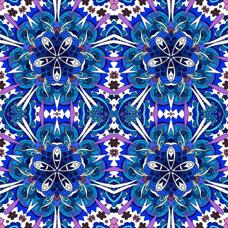 Seamless Vector Pattern with Stylized Flowers and Curls. Stock Vector ...