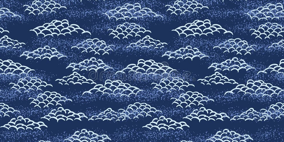 Seamless Vector Pattern with Stylized Hand Drawn Clouds in an Asian ...