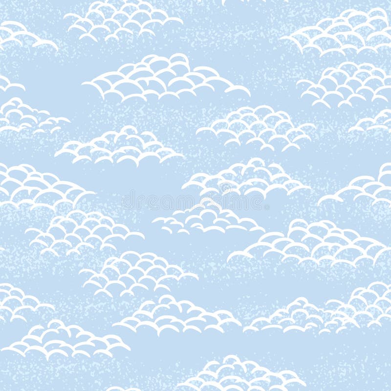 Seamless Vector Pattern with Stylized White Clouds on a Soft Blue ...