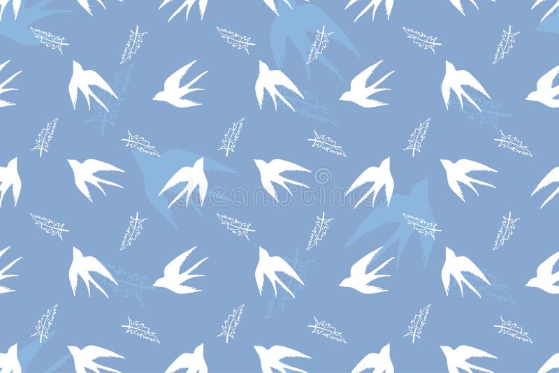 Seamless Vector Pattern with Swallows in Flight, Silhouettes Stock ...