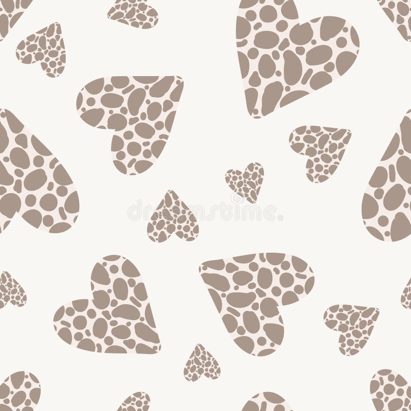 Seamless Vector Pattern of Sweet Hand Drawn Simple Hearts in Neutral ...