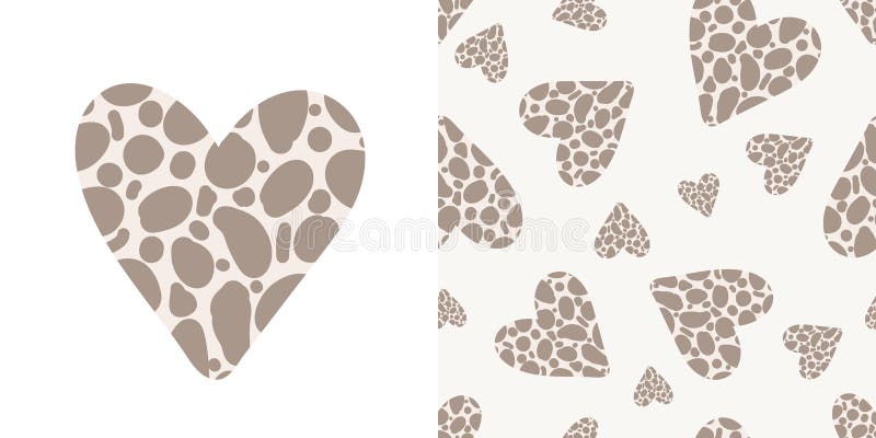 Seamless Vector Pattern of Sweet Hand Drawn Simple Hearts in Neutral ...