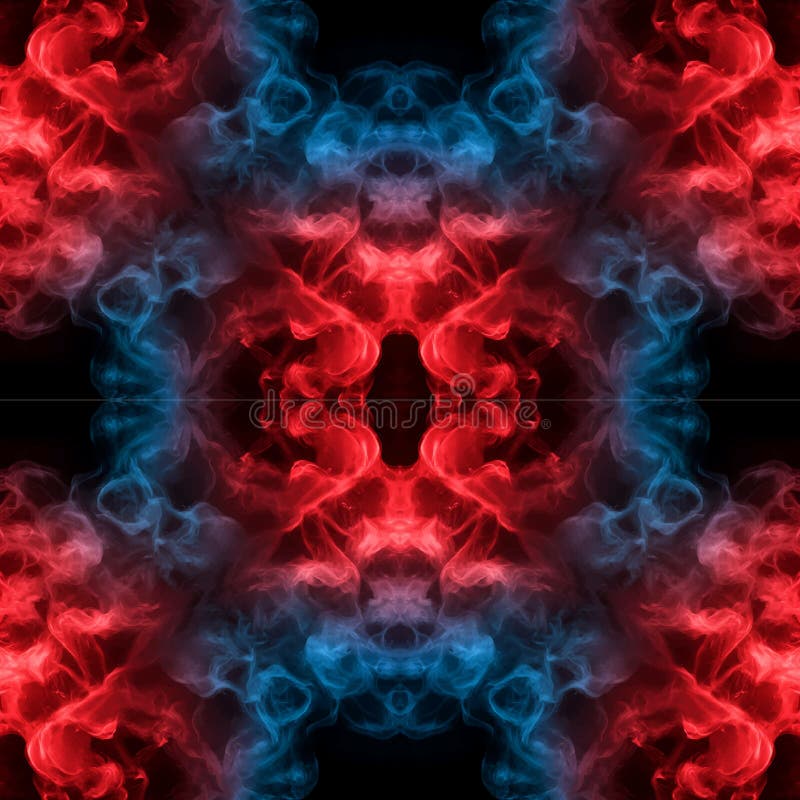 Swirling Red and Blue Smoke on a Dark Background. Stock Illustration ...