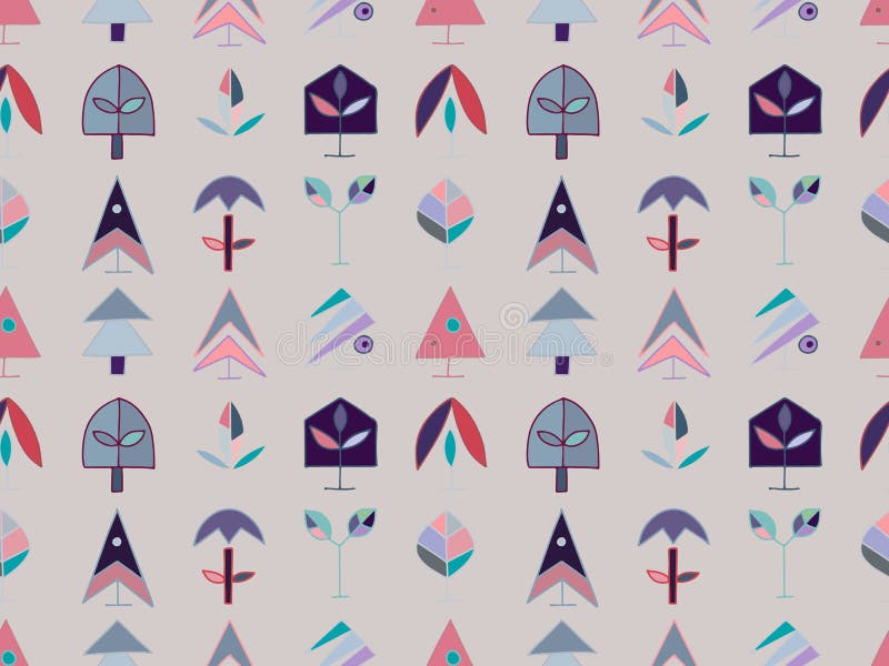 Seamless Vector Pattern. Symmetrical Background with Hand Drawn ...