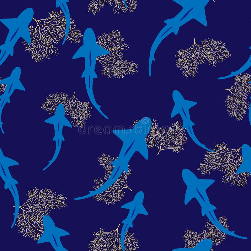 Seamless Vector Pattern on the Theme of Sharks. Stock Illustration ...