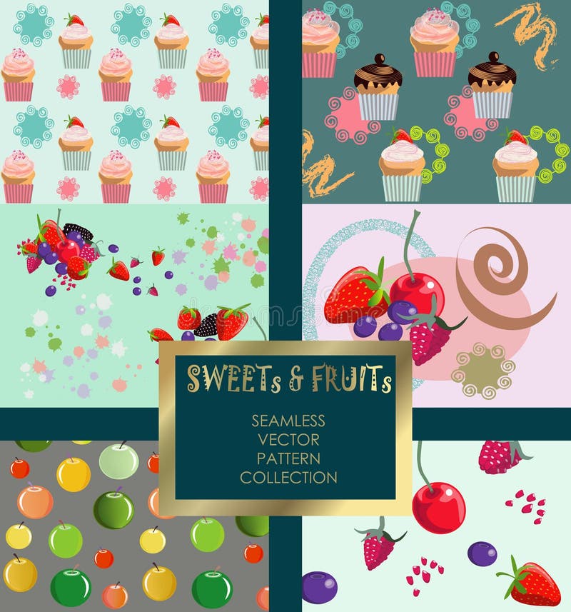 Seamless Pattern Bringing Good Luck with Fruits, Berries and Sweets for ...