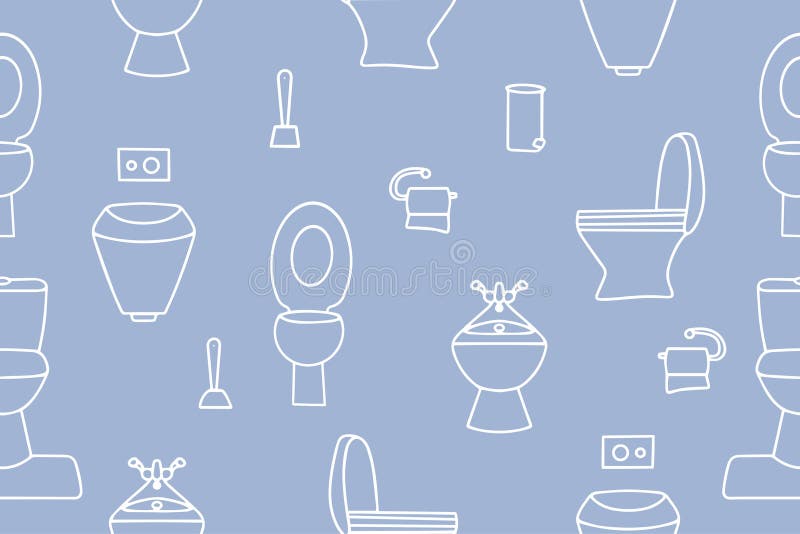Seamless Vector Pattern of Toilets and Toilet Paper. Toilet Seamless ...