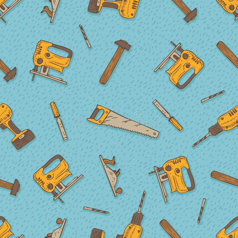 Seamless Vector Pattern with Tools Stock Illustration - Illustration of ...
