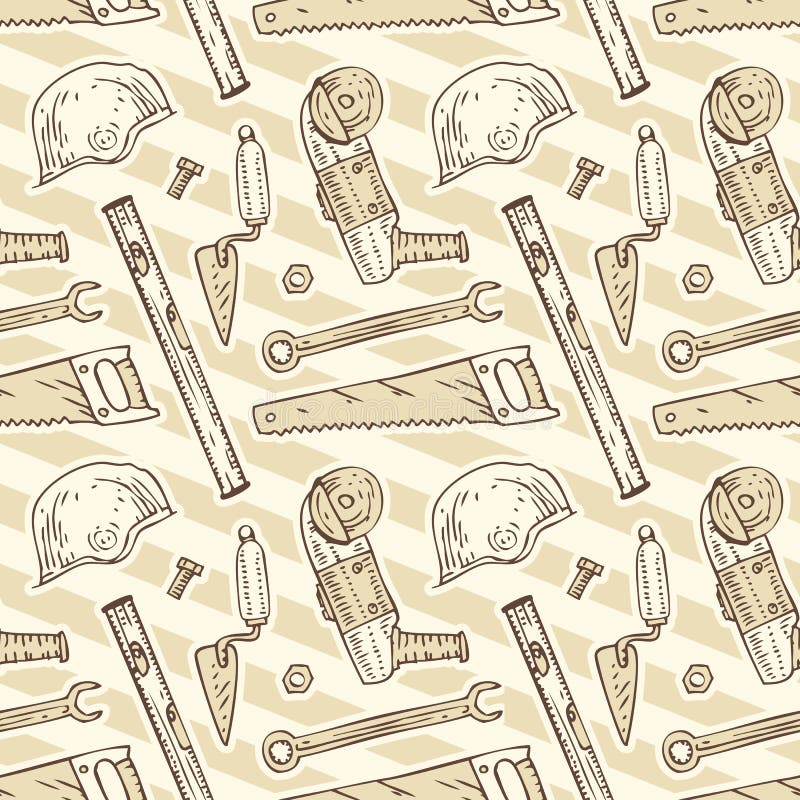 Seamless Vector Pattern with Tools Stock Illustration - Illustration of ...