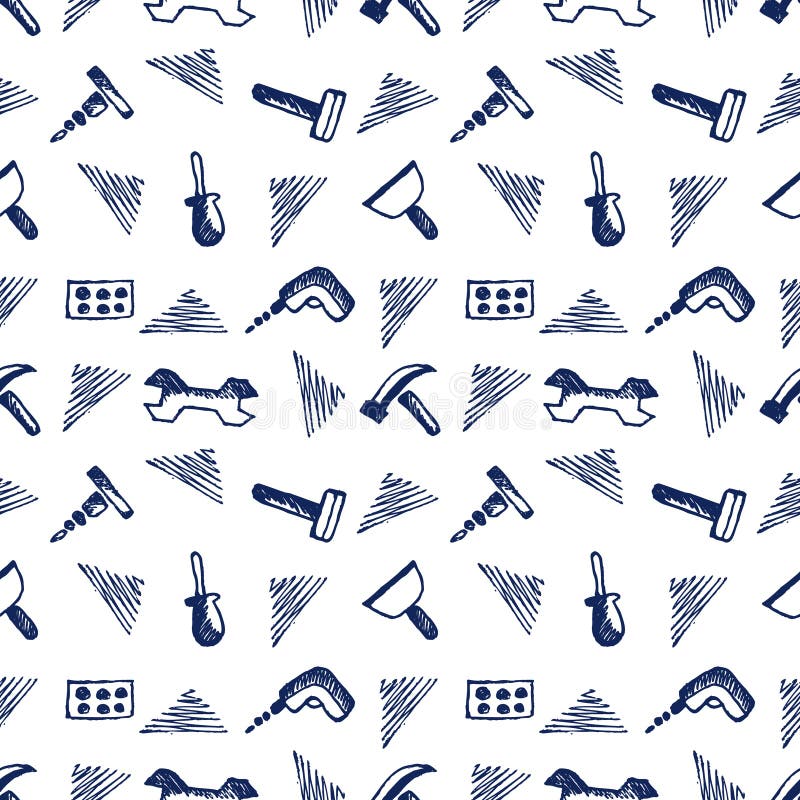 Seamless Vector Pattern with Tools. Hand Sketch Drawn Stock Vector ...