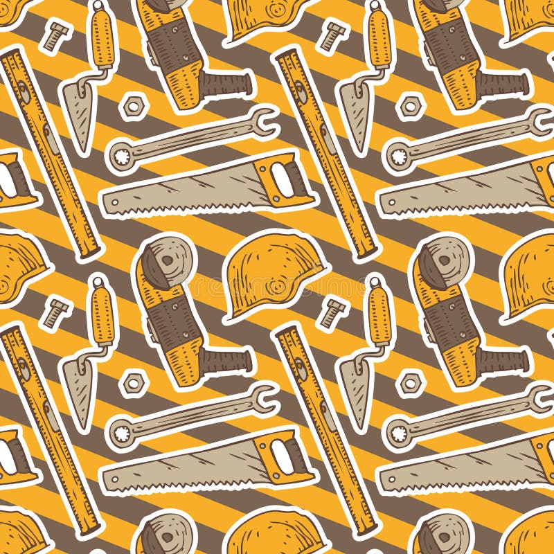 Seamless Vector Pattern with Tools Stock Illustration - Illustration of ...