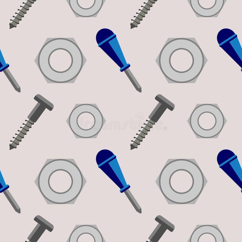 Seamless Vector Pattern with Tools. Symmetrical Background with Screws ...