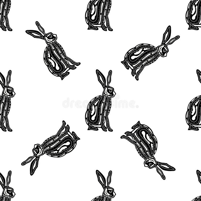 Seamless Vector Pattern with Traditional Folk Motif with Rabbits ...